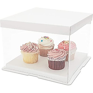 Juvale Clear Plastic Cake Box Carrier Packing with Lids for 6 Inch Cakes (6 Pack)