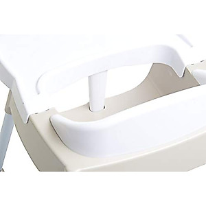 Foundations Secure Sitter 13" Feeding Chair, Stable “No Tip” Feet, 3-Point Adjustable Harness, Removable Tray, Easy to Clean, Smooth Plastic (White/Tan)