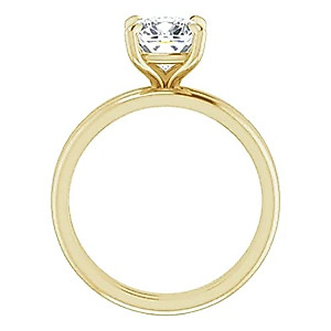 Solid Gold Engagement Ring Set for Women, Handmade 2 Carats Cushion Cut Moissanite Solitaire Ring Set Diamond Wedding Bridal Ring Anniversary Propose Gift Her, 10K/14K/18K, 925 Silver
