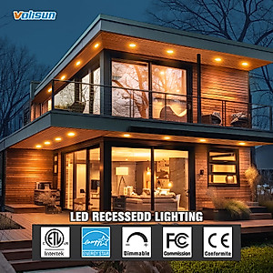 VOLISUN 24 Pack 4 inch Recessed Lighting, 5CCT LED Recessed Light with Junction Box, 2700K-5000K Selectable, 9.5W Eqv 80W, 810LM Dimmable Canless Wafer Downlight, LED Ceiling Light ETL Certificated
