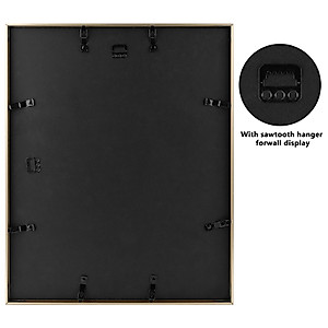 Frametory, 16x20 Metal Picture Frame with Mat for 11x14 Picture & Real Glass, Aluminum Photo Frame Collection (Gold, 2 Pack)