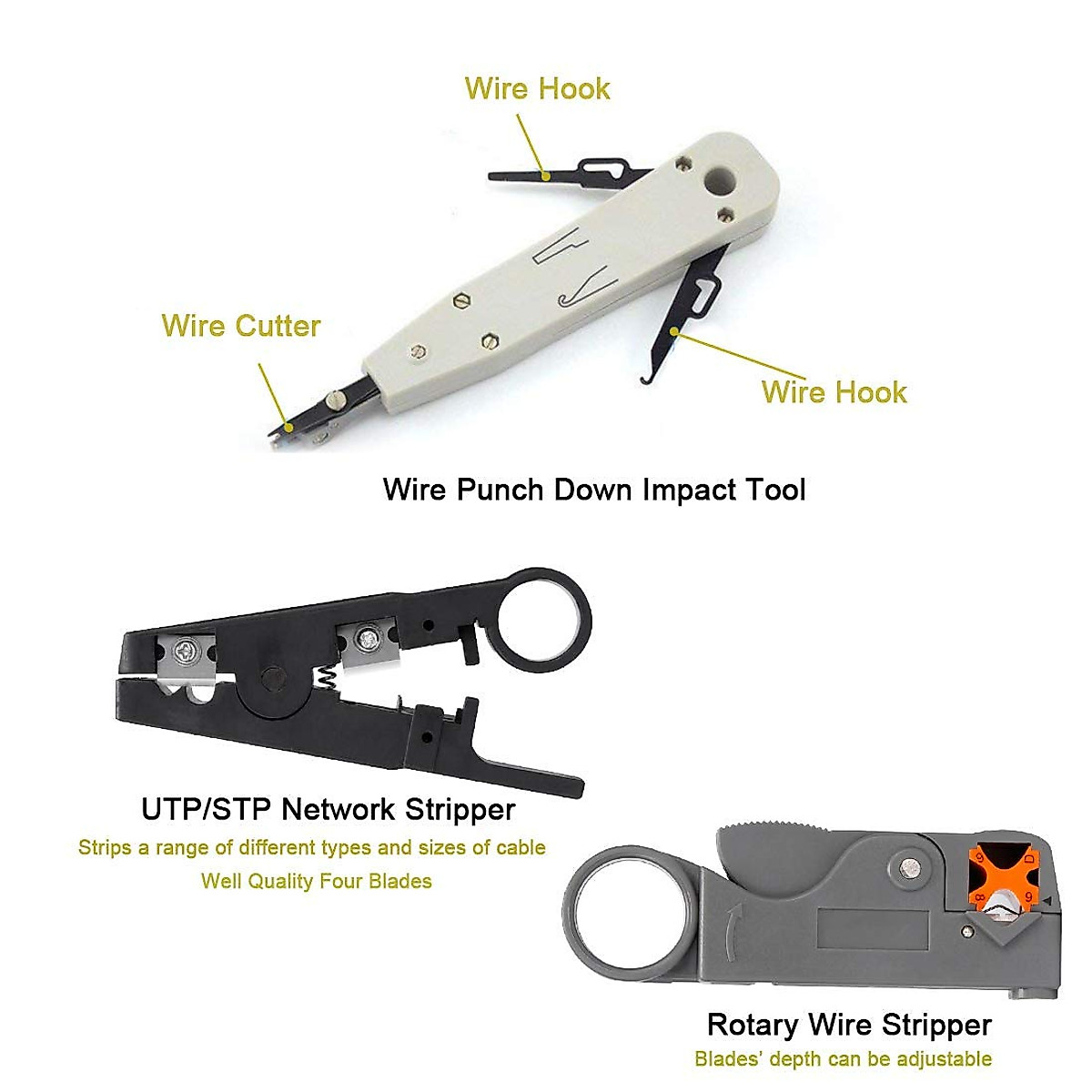 SILIVN Rj45 Crimping Tool Network Tool Kit for Cat5 Cat5e Cat6, 8 in 1 Portable Ethernet Cable Crimper Kit, Ethernet Tool Kit RJ45/RJ11/RJ12 Network Cable Tester Punch Down Tool