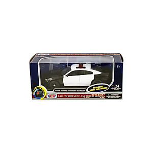 Motor Max 2011 Dodge Charger Pursuit Unmarked w/Lights & Sounds, Black and White 79533-1/24 Scale Diecast Model Toy Car