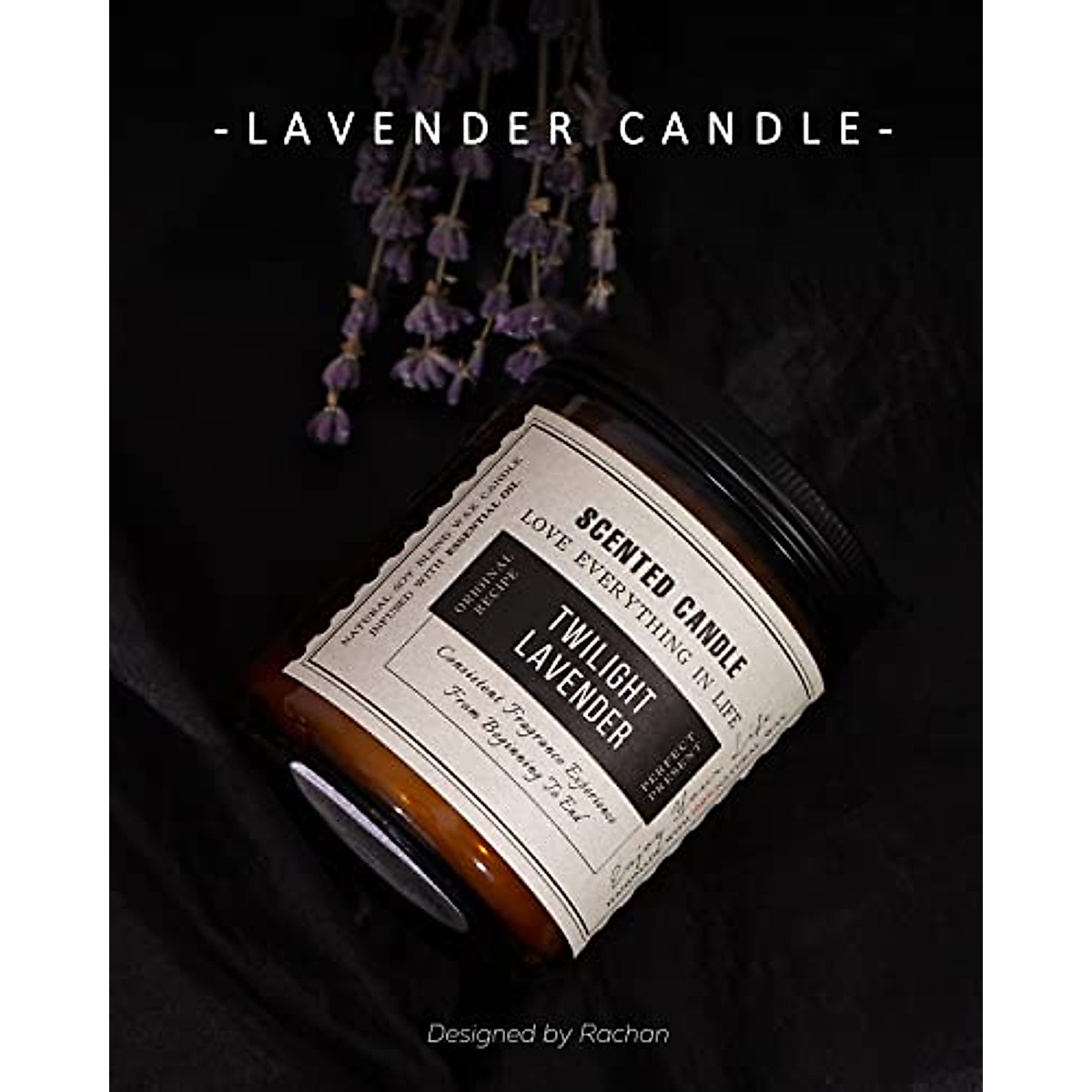 14.4oz Candles for Home Scented, Amber Candle and Lavender Candle, 100 Hours Long Lasting Soy Wax Scented Candles Gift Set for Women, Birthday Gift, Christmas Gfits