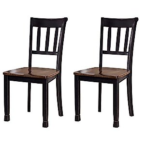 Signature Design by Ashley Owingsville Modern Farmhouse Dining Room Side Chair, 2 Count, Black and Brown