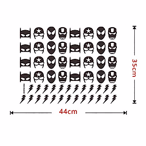 Finduat 57 Pcs Superhero Wall Stickers Decal, Kids Removable Wall Stickers Boys Room Decor, Vinyl Wall Decals for Children Baby Kids Boys Bedroom, Nursery Decor