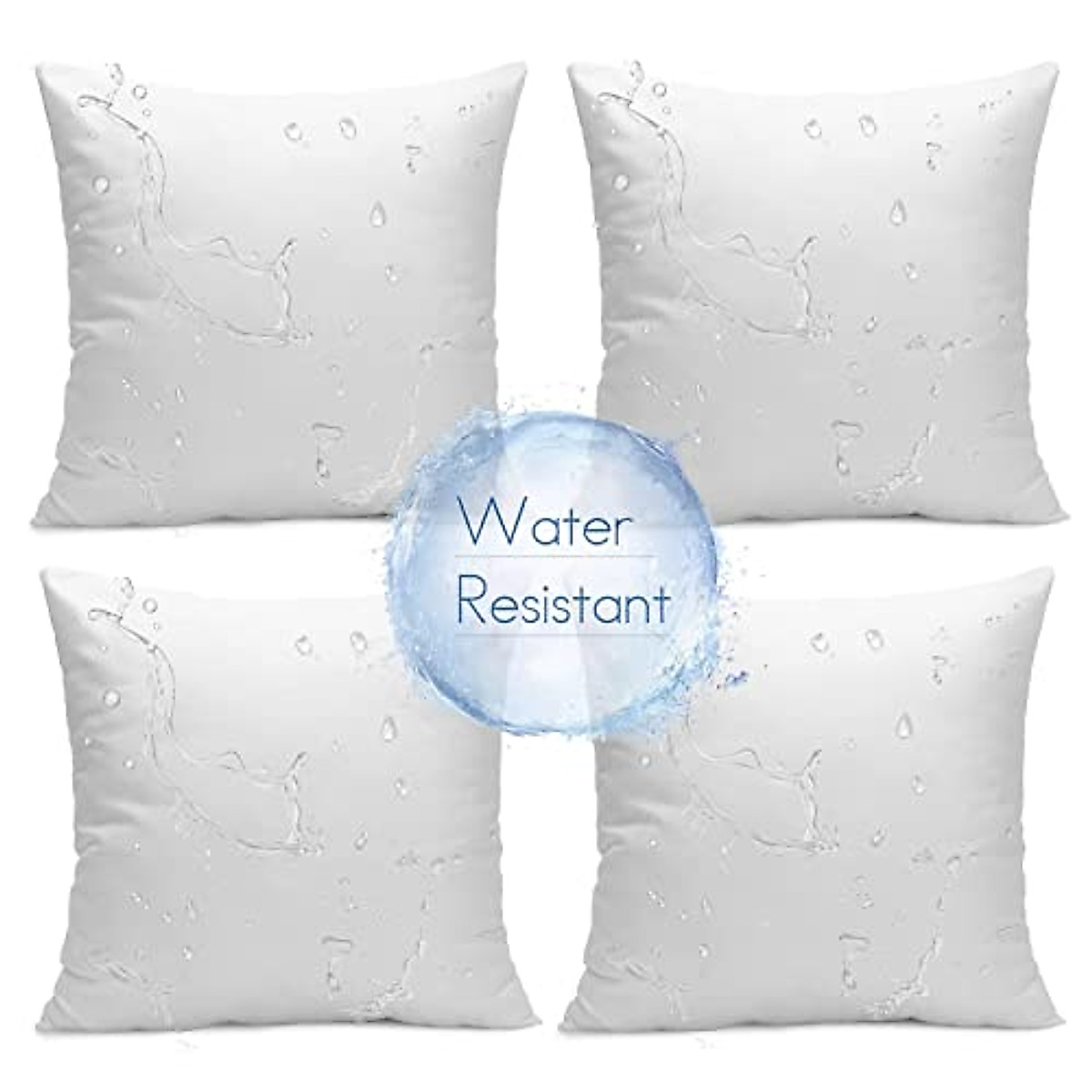 Ashler 18 x 18 Outdoor Pillow Inserts Set of 4 Water Resistant Throw Pillow Inserts Premium Hypoallergenic Pillow Insert for Patio, Bench, Garden, Indoor Outdoor Decorative Made in USA