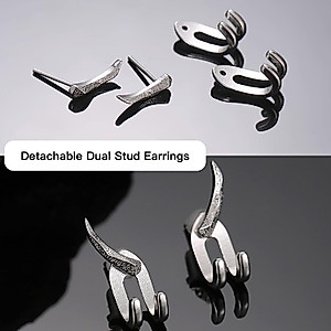 Detachable Dual Stud Earrings for Men, Punk Earring Studs for Women Man Jewelry Gift, Viking Gifts Earring for Men Hook Prong Earrings…