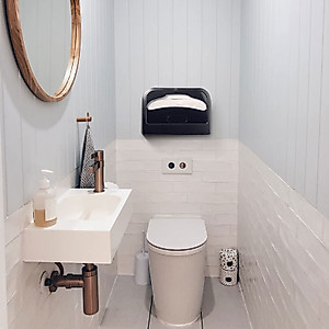 EZbrnd Wall Mount Half-Fold Toilet Seat Cover Dispenser for Commercial/Washroom/Office, Seat Cover Paper Sold Separately, Black, 3100B-EZ