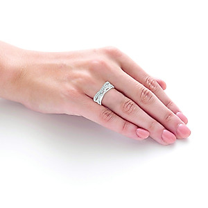 .925 Sterling Silver 1/8 Cttw Diamond 1/4" Double Cross Over Statement Ring with Tapered Band (I Color, I3 Clarity) - Size 6