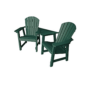 Phat Tommy 2 Chair Dining Table Set - Poly Outdoor Furniture - Small Patio Dining Set for Apartment Balcony Furniture, Recycled Poly Lumber Chairs and Table, Green