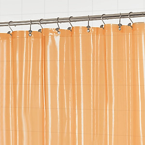 Barossa Design Clear Orange Shower Curtain Liner - Premium PEVA Shower Liner with 3 Magnets & Metal Grommets, Waterproof Lightweight Standard Size Liners for Bathroom - Translucent Orange
