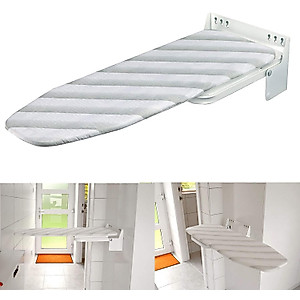 Heavy Duty Ironing Board 37.40"x11.80" Extreme Stability Wall Mount Ironing Board Professional Space Saving Folding Ironing Board with Heat Resistant Cover for Home Laundry Room Dorm White and Grey