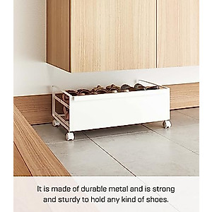 Yamazaki Home Frame Rolling Shoe Rack, 9" - Steel - Holds 4 Shoes, 6 Heels