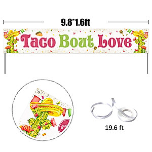 Mokonate Taco Bout Love Banner, Mexican Fiesta Theme Engagement, Bridal Shower, Wedding Party Decoration, 9.8 x 1.6 Ft
