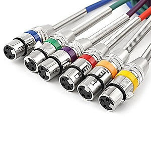 Disino 6 Pack Multi-Color XLR Patch Cables, 3-Pin Balanced XLR Male to Female Microphone Cable Mic Cords - 3.3 feet/1 Meter