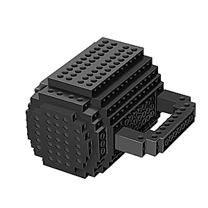 Gvendo Build on Brick Coffee Mug, Fabulous Mugs Happy Birthday Gift Set with Handle DIY Black Large Coffee Cup Funny Birthday Gifts for Men Women Office Work or Childhood Education