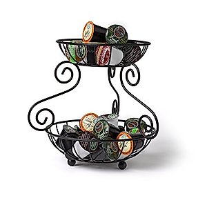 Spectrum Diversified Scroll 2-Tier Server for Serving Displaying and Storing Fruit Vegetables Produce and More, Black