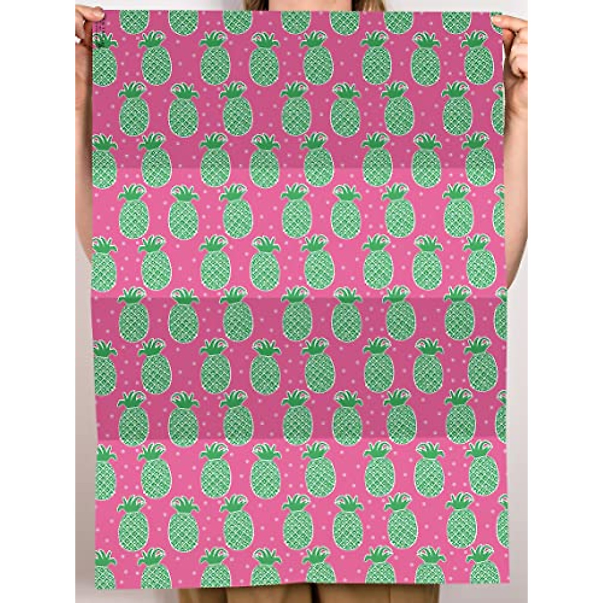 CENTRAL 23 Birthday Gift Wrap - Pineapple Wrapping Paper - 6 Sheets of Fruit Gift Wrap for Her - Tropical Themed Birthday - Pink Green - Summer - Comes With Fun Stickers