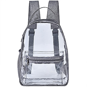 Mini Clear Backpack for Stadium, See Through bag small Backpacks Transparent for Sports,Stadium,Security Travel(Grey) Mini Size 12"x 8.5"x 4.7"