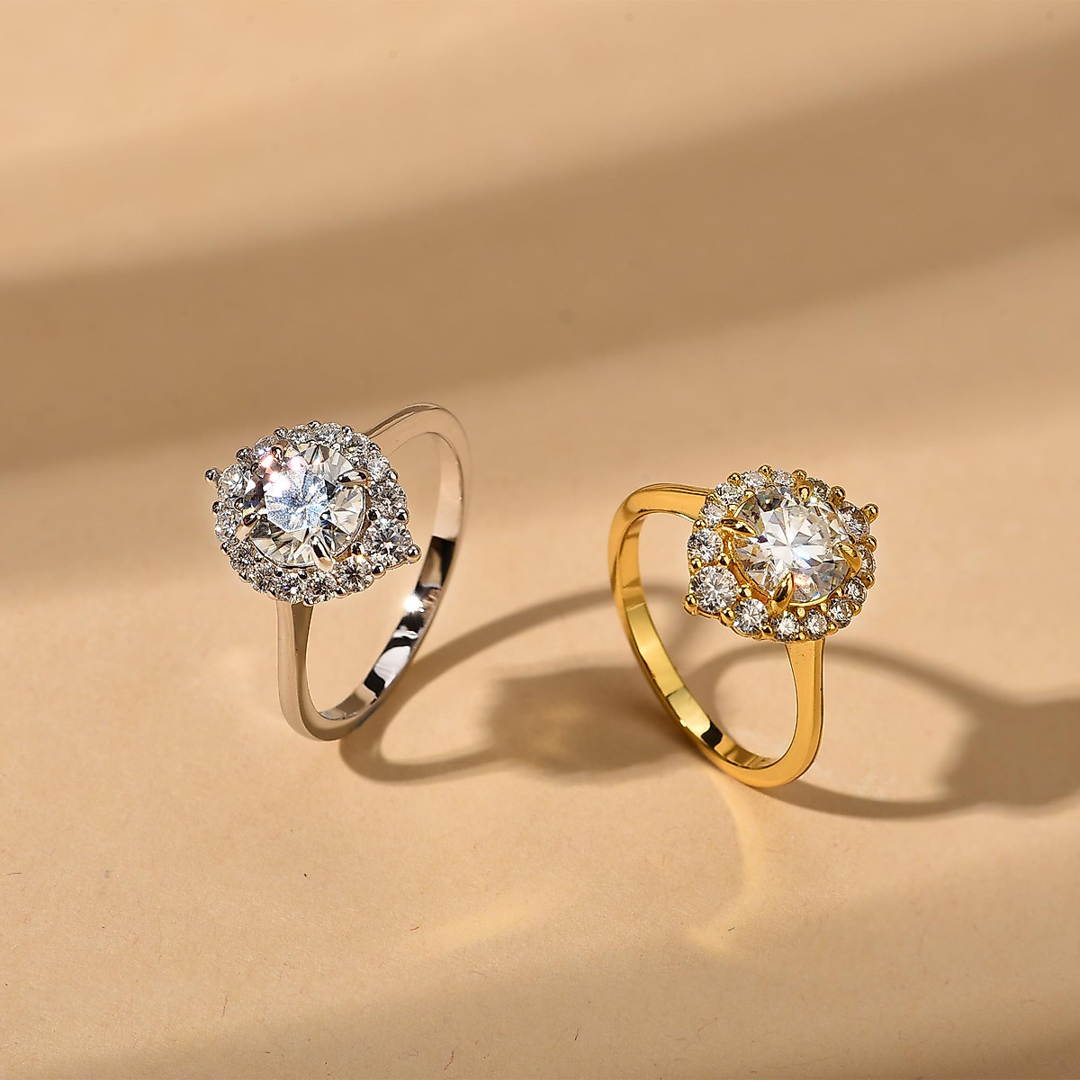 LAVALE Moissanite Engagement Rings for Women, 1.2 CT Lab Created Diamond Promise Rings 18K White Gold Vermeil Knife Edge Moissanite Solitaire Rings for Women Wedding Gifts