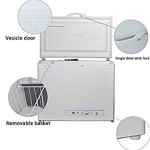 SMETA Propane Freezer Gas/Electric 110v Propane Chest Freezer Outdoor RV Refrigerator Off-grid Living Life Lockable Absorption 2Wway Deep Freezer for Camper Van, Large Capacity 7.1 Cu.Ft, White