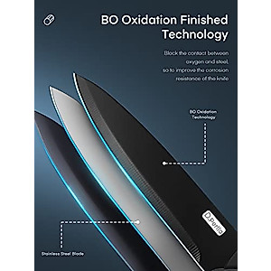 Knife Set, D.Perlla 16 Pieces Black Kitchen Knife Set with Acrylic Stand, High Carbon Stainless Steel, BO Oxidation Knife Block Set, No Rust, Non Slip Handle, Sharp Knife