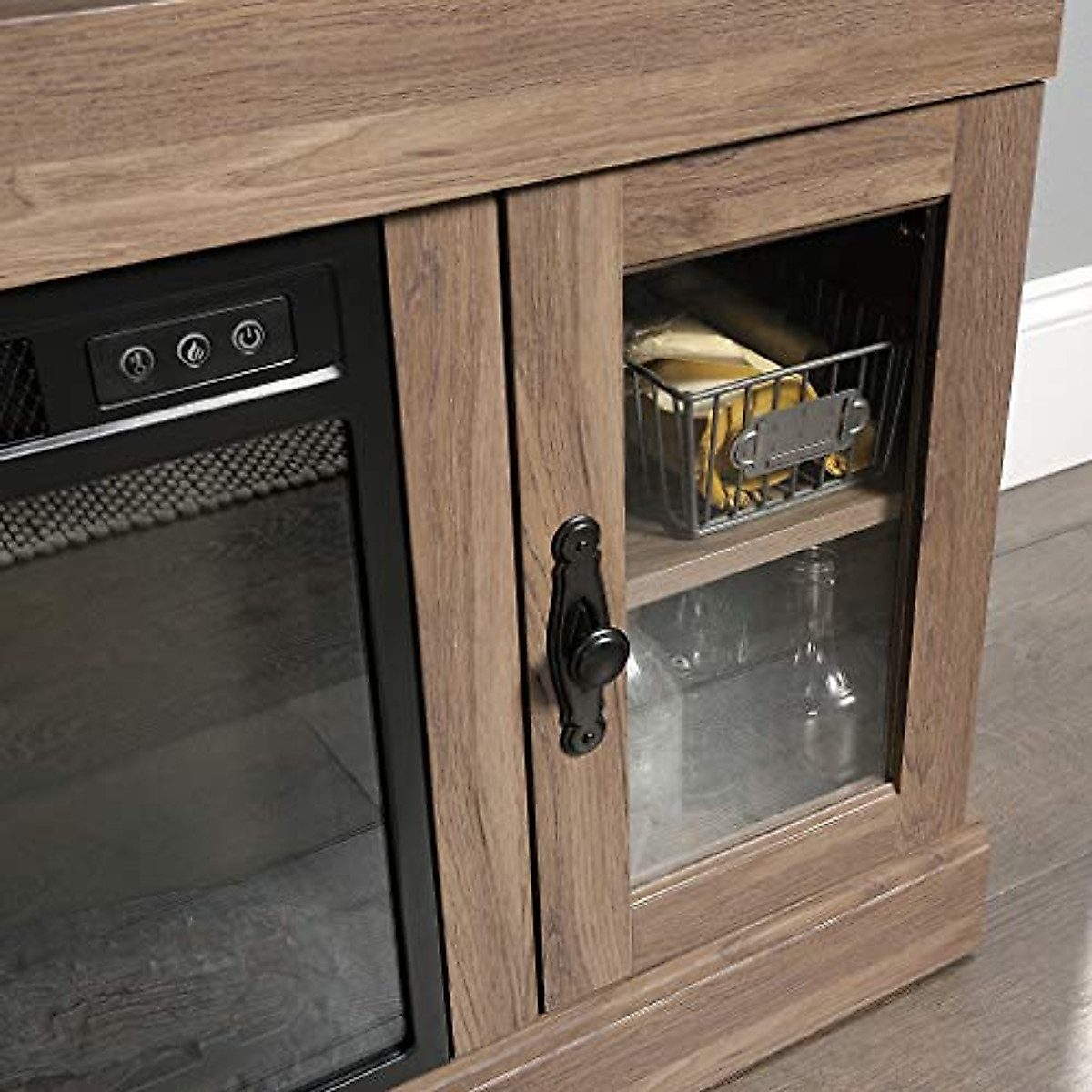 Sauder Barrister Lane Media Fireplace, for TVs up to 60", Salt Oak finish