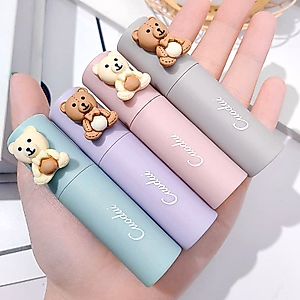 pulunto Mist Matte Velvet Lipstick, Waterproof Long Lasting Lip Gloss, Non Stick Cup Easy Coloring Liquid Lipstick, Cute Bear Beauty Makeup