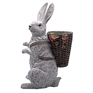 RAZ Imports Iris Garden 20.25" Rabbit with Basket On Back Figurine