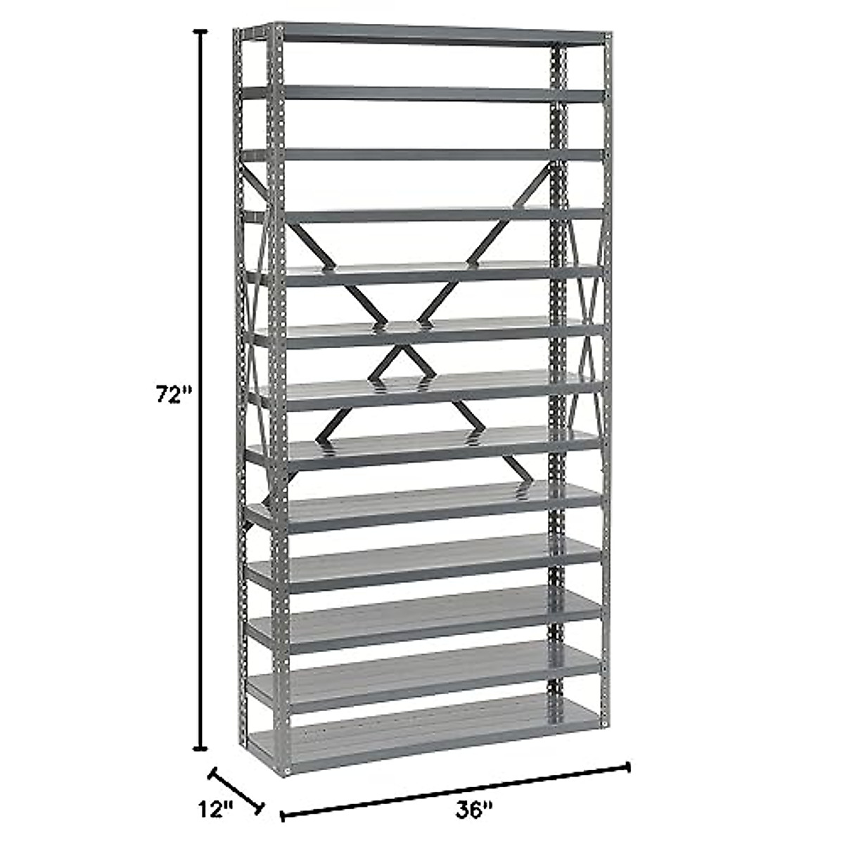 Global Industrial 13 Shelf Steel Shelving with (48) 4" H Plastic Shelf Bins, Blue, 36x12x72