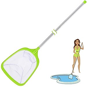 Pool Leaf Skimmer with 17-26 Inch Premium Pole, Pool Leaf Cleaner Net & Portable Swimming Pool Deep Rake Net,Fine Mesh Net, for Outdoor & Indoor Swimming Pools,Hot Tub, Fish Ponds and Spas(Green)