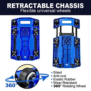 ShiningShow Foldable Hand Platform Truck, 500 LB Heavy Duty Exhibition Cart, Black Utility Dolly Platform Cart with 6 Wheels for Luggage, Personal, Travel, Auto, Moving & Office Use