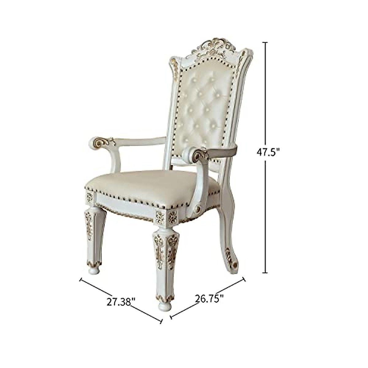 Acme Furniture Set of 2 Upholstered Arm Chair, Antique Pearl