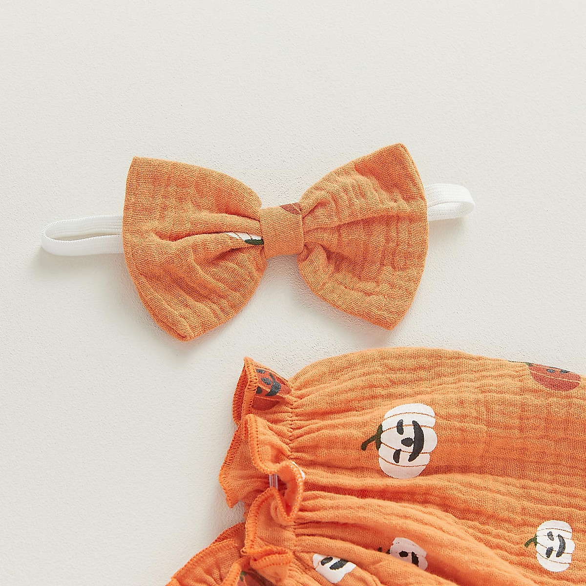 farrubbyine8 Baby Girl Halloween outfit Cute Pumpkin Romper Long Sleeve Bodysuit First Halloween Outfit Newborn Girl Fall Clothes (Orange, 0-6 Months)