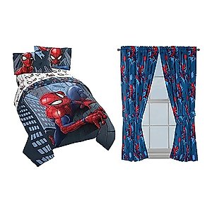 Jay Franco Marvel Spiderman Crawl Full Bed Set and Spidey Daze Drapes Bundle