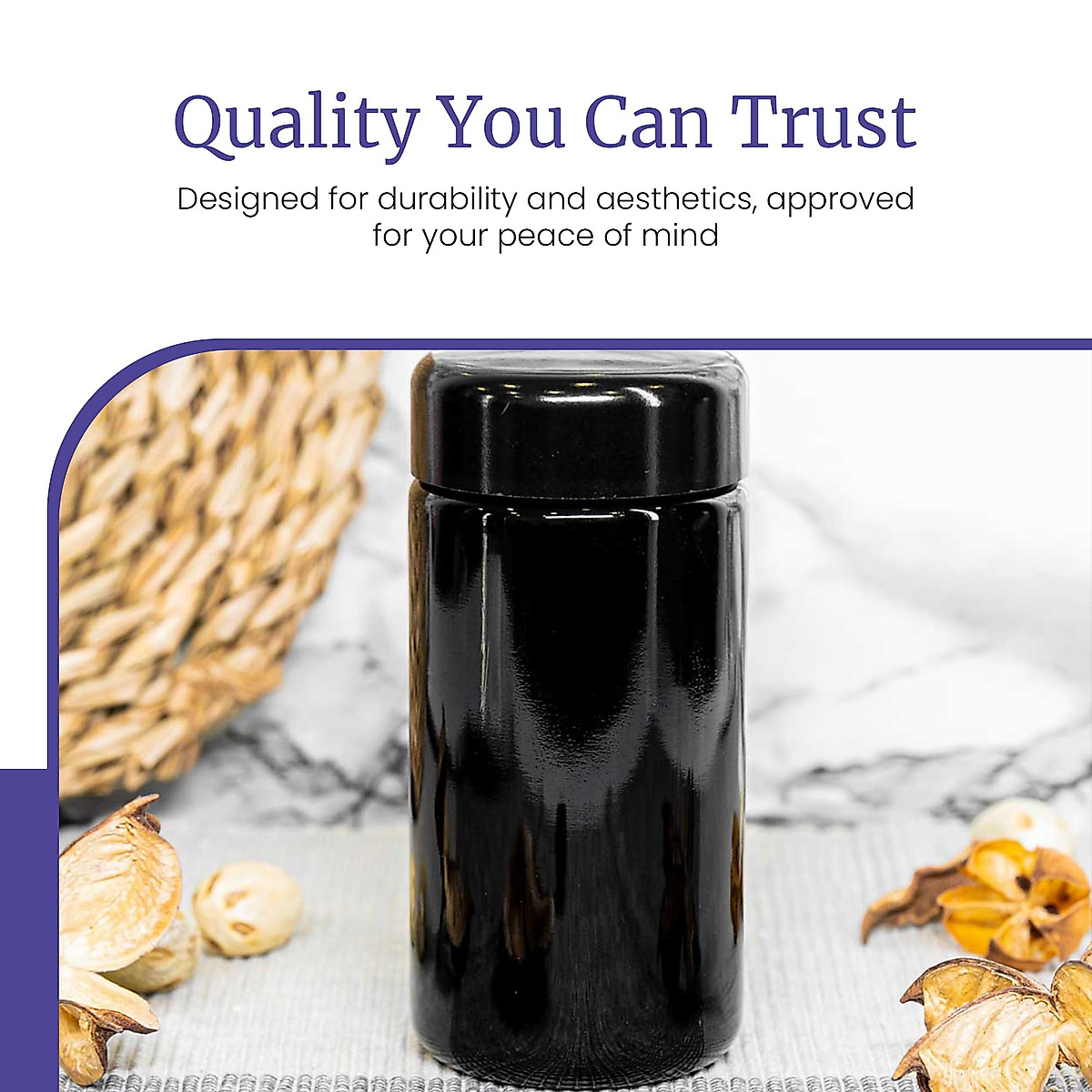 Infinity Jars Tall Screw top Jar, Black Glass Jar 100 Ml (3.3 fl oz) Ultraviolet Airtight Tall Jar Smell Proof, Refillable Container, For Long Term Storage Coffee, Tea, Dried Goods Jar For Kitchen