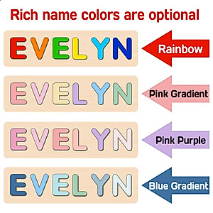 OELTTG Name Puzzle for Kids Personalized, Montessori Toys for Toddlers 1 Years, Personalized Baby Gifts, 1st Birthday Gifts Girl and Boy, Custom Wooden Puzzles with Engraved Text on Back