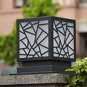 KAIKEA Black European Outdoor Post Light Pier Mount Fixture 7.8" E27 for IP65 Exterior House Porch Patio Deck Garage Yard Garden Driveway Home Lawn Walkway Chinese Floor Lamp Pillar Lantern