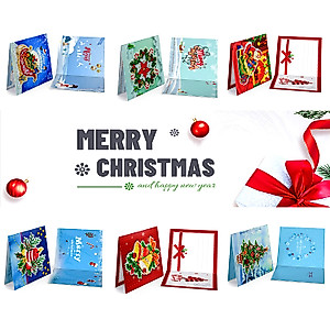 Huacan Christmas Cards 5D DIY Diamond Painting Round Drill Greeting Thank You Cards Creative 8 Packs