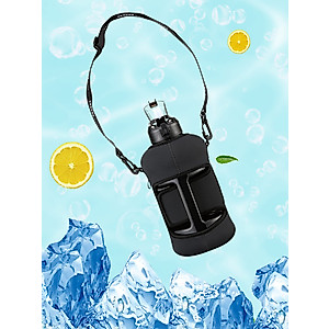 YOUCAN PLATO 74 oz Half Gallon Water Bottle with Sleeve-Large Water Bottle -Big Gym Water Bottle for Man or Women with Straw- Gallon Water Jug with Handle -BPA Free- Leakproof, Workout bottle,Black