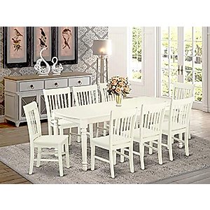 East West Furniture DONO9-LWH-W Dining Set, 9 Pieces