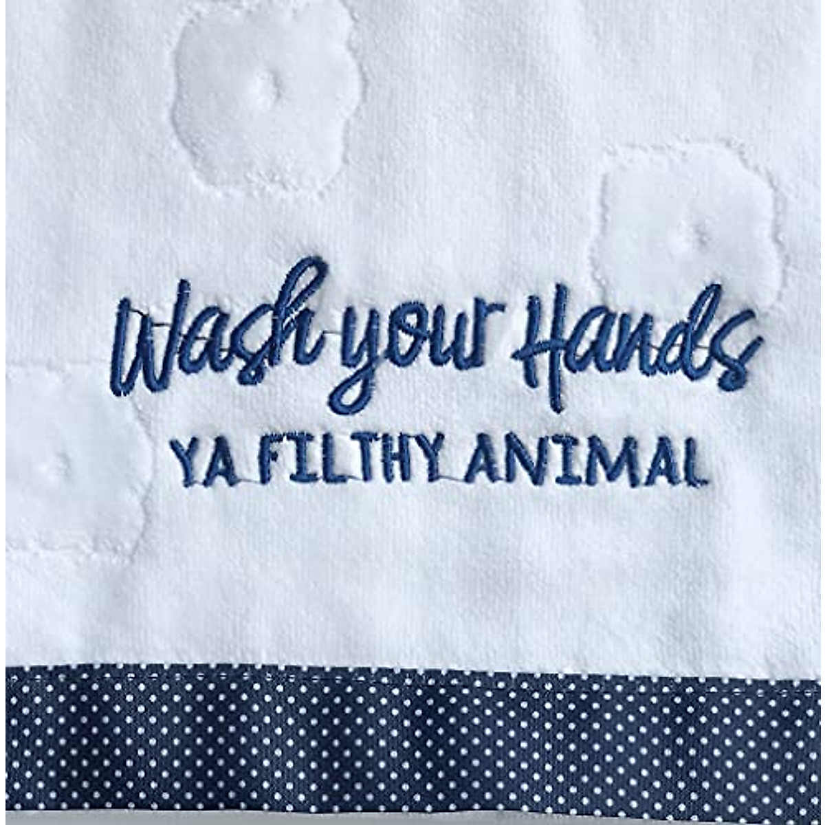 Luxury Hand Towels Set of 2 Super Soft 100Percent Cotton with Funny Decorative Embroidery Hand Towels for Bathroom or Powder Room Highly Absorbent Face Washcloth Towel 28.7 x13.7Inches White