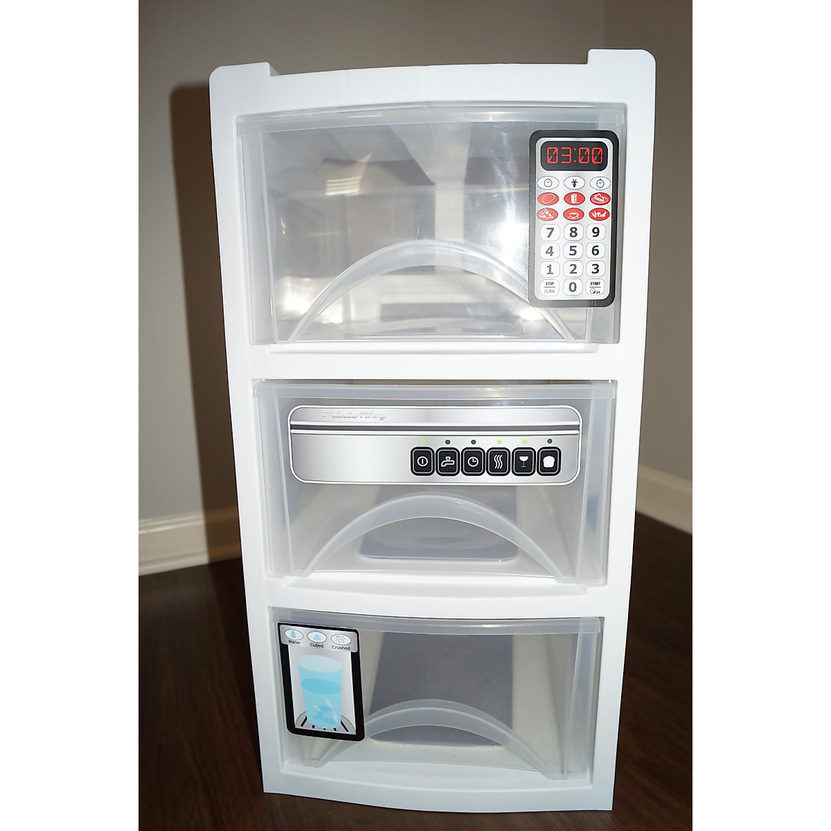 Play Kitchen Refrigerator Vinyl Decal, Fridge Door Ice and Water Dispenser PVC Sticker, Matte Finish 5mil 4"x6.5" Cooking Toy Freezer