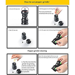 KVSERT Wood Salt and Pepper Grinder Set Pepper Salt Shaker, Solid Wood with Adjustable Coarseness Red