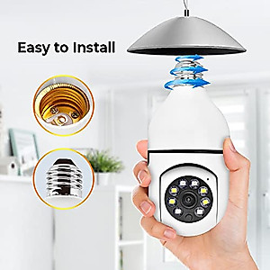 YUOCHY 1080P Light Bulb Camera, Wireless 2.4GHz WiFi Home Security Camera, 360° Surveillance Cam with Motion Detection Alarm Night Vision Light Socket Camera(Included 32G SD Card), (E27)