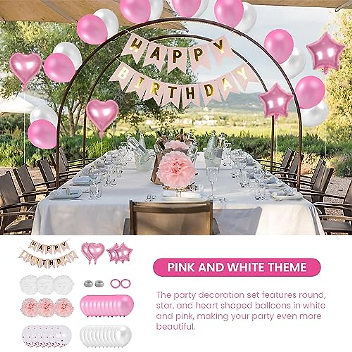 Fawcotu Pink Happy Birthday Balloons Banner Western Cowgirl Pink Birthday Party Decoration Kids Baby Shower Photography Party Supplies