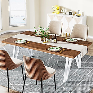 Tribesigns Large Dining Table for 6-8 People, 70-inch Rectangular Wood Kitchen Table, Dinner Table with Heavy-Duty Metal Legs, Industrial Long Dining Room Table for Family Gathering, Party