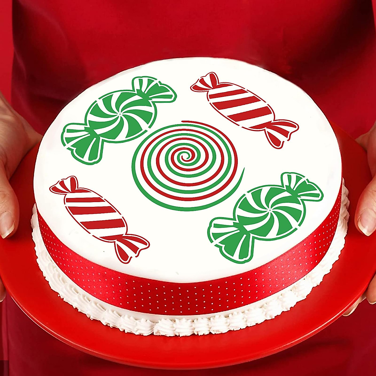 14 Pcs Christmas Stencils for Painting Christmas Candy Stencils Template Plastic Reusable Peppermint Candy Stencils on Wood for Christmas Decor Fabric Canvas DIY Home Decor