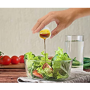 Condiment Cups container with Lids- 8 pk. 1 oz.Salad Dressing Container to go Small Food Storage Containers with Lids- Sauce Cups Leak proof Reusable Plastic BPA free for Lunch Box Picnic Travel (Red)
